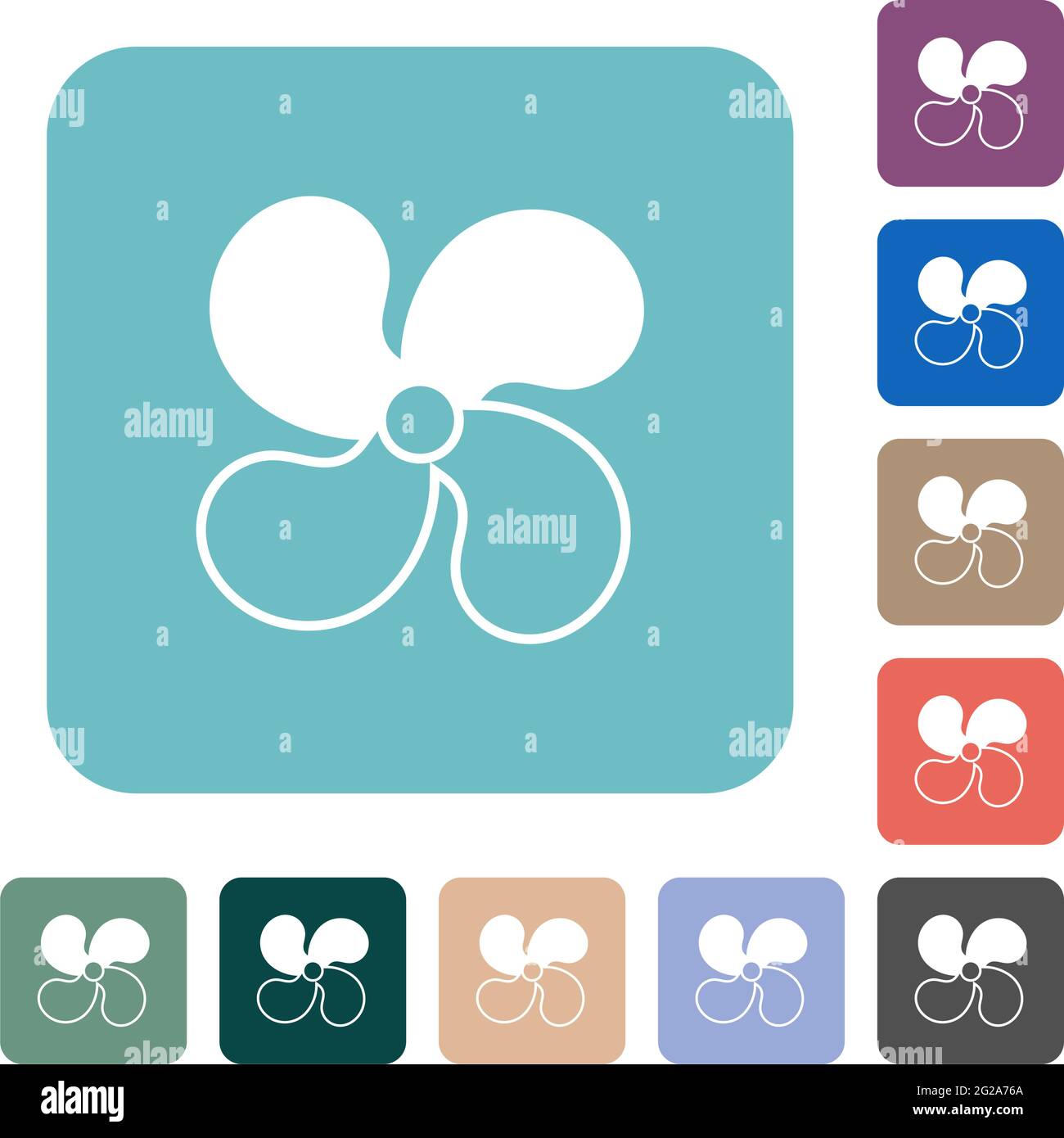 Car fan level 2 white flat icons on color rounded square backgrounds ...