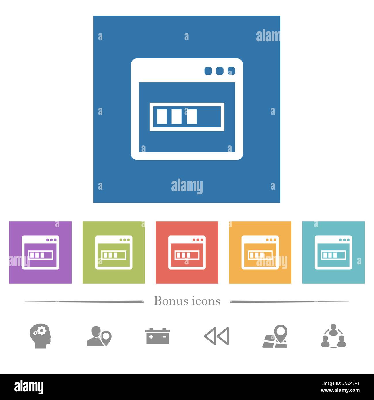 Application installing flat white icons in square backgrounds. 6 bonus ...