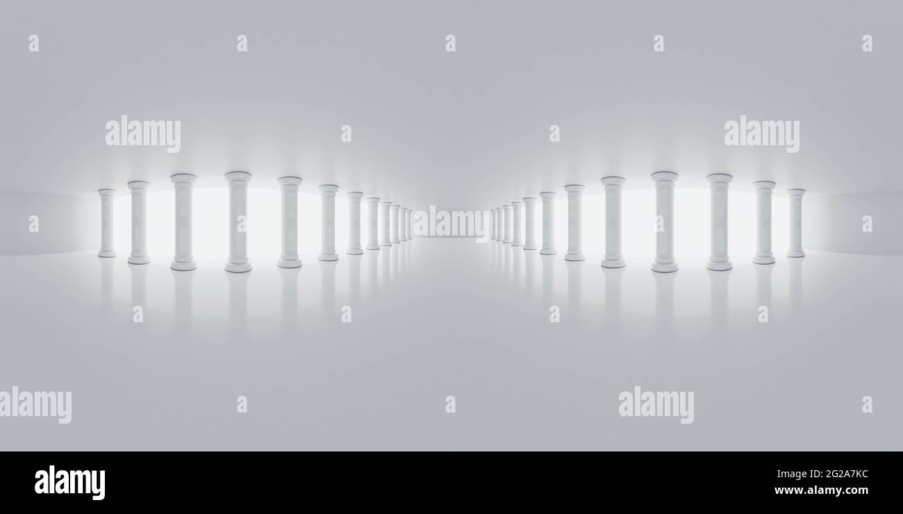 full 360 degree panorama view environment map of empty white hall with ...