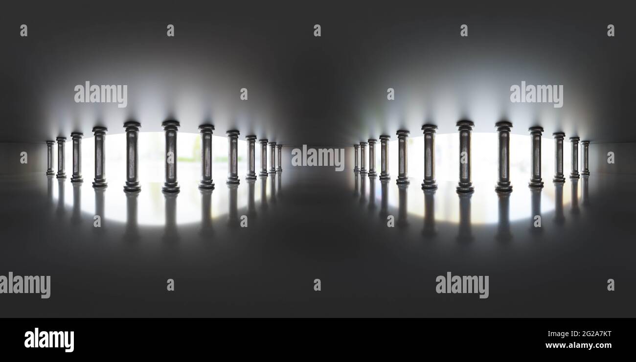 full 360 degree panoramic view of dark hall 3d render illustration hdri ...