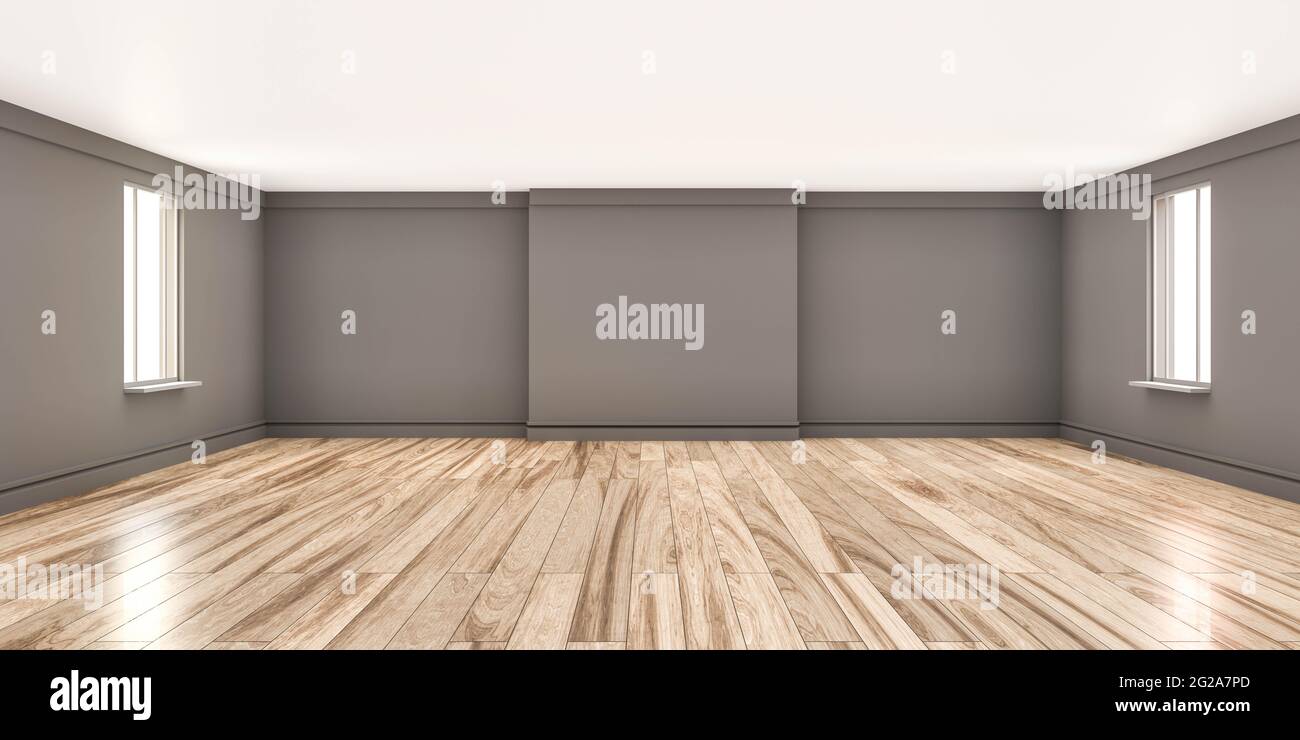 modern classic white empty studio with wooden floor 3d render ...