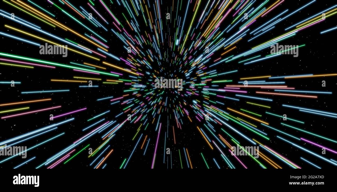 Abstract colouful light ray beams in space 3d render illustration Stock ...