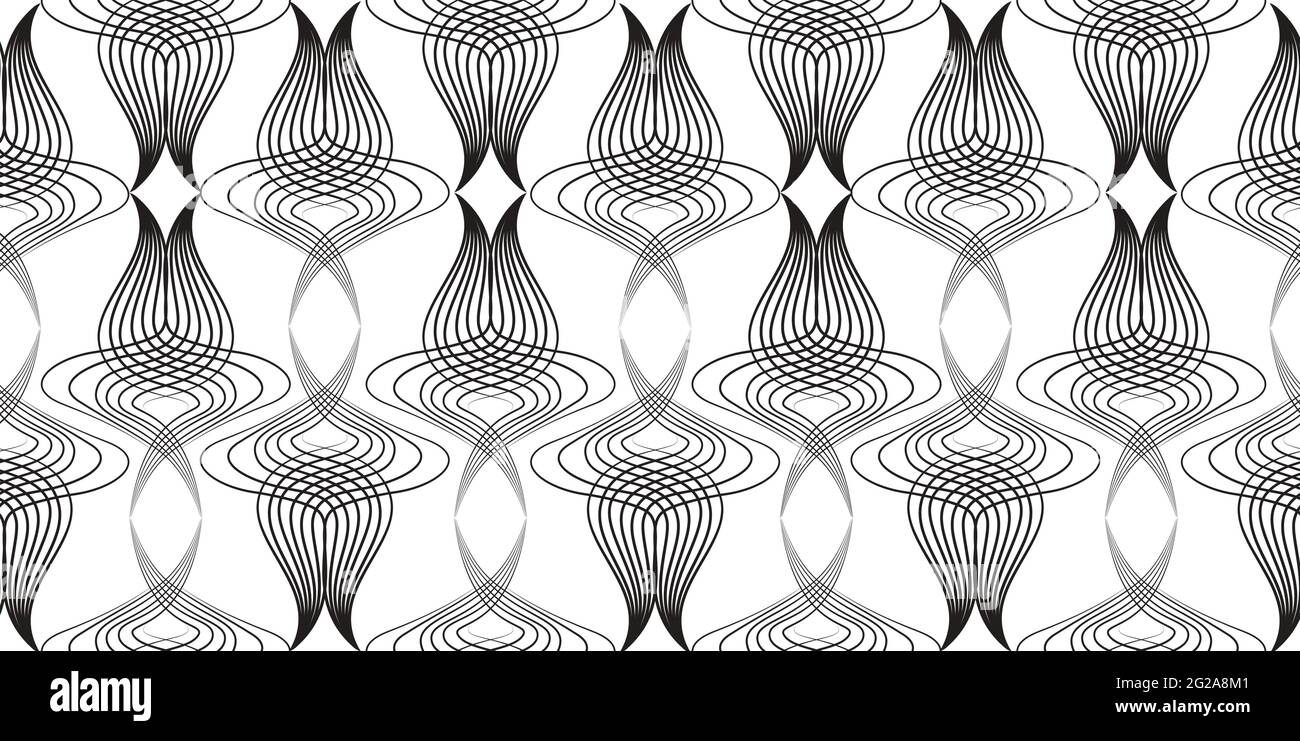 Abstract retro style arabesque linear seamless pattern. Artistic line ...
