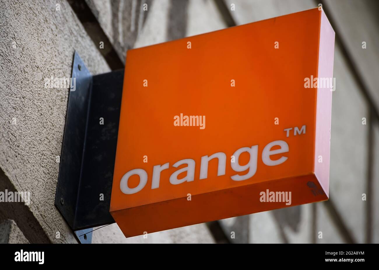 Bucharest, Romania - May 27, 2021: A logo of Orange, French ...