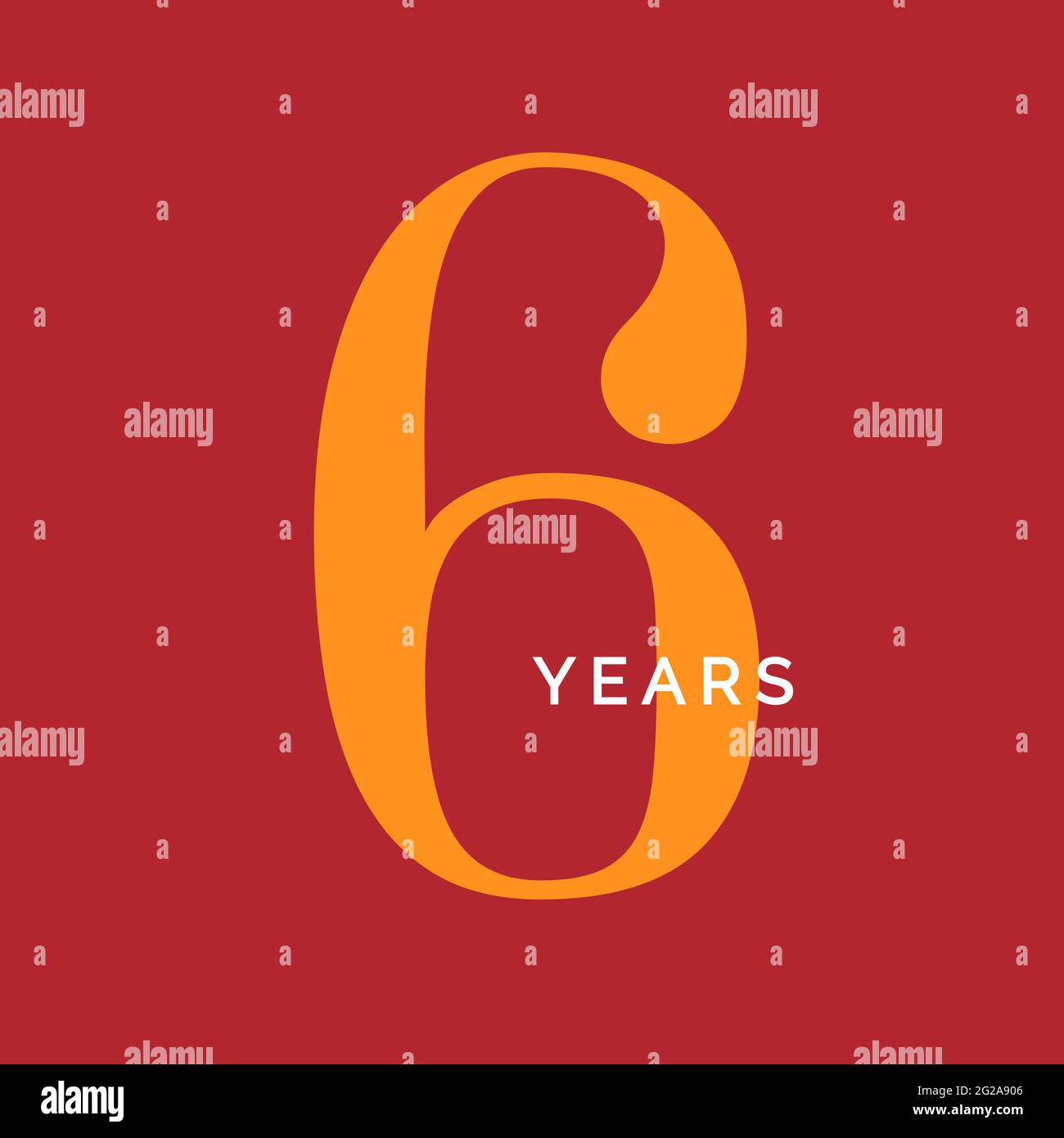 Six years symbol. Sixth birthday emblem. Anniversary sign, number 6 ...
