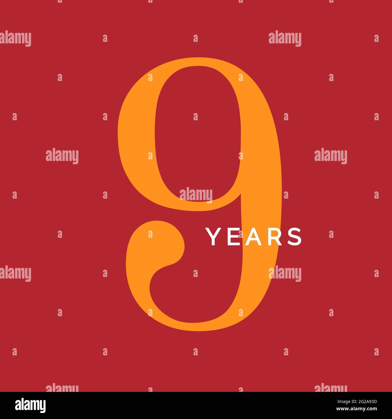 Nine years symbol. Ninth birthday emblem. Anniversary sign, number 9 ...