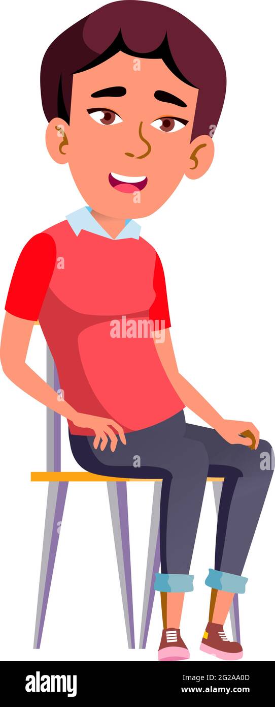 smiling girl sitting on chair talking with expression cartoon vector ...