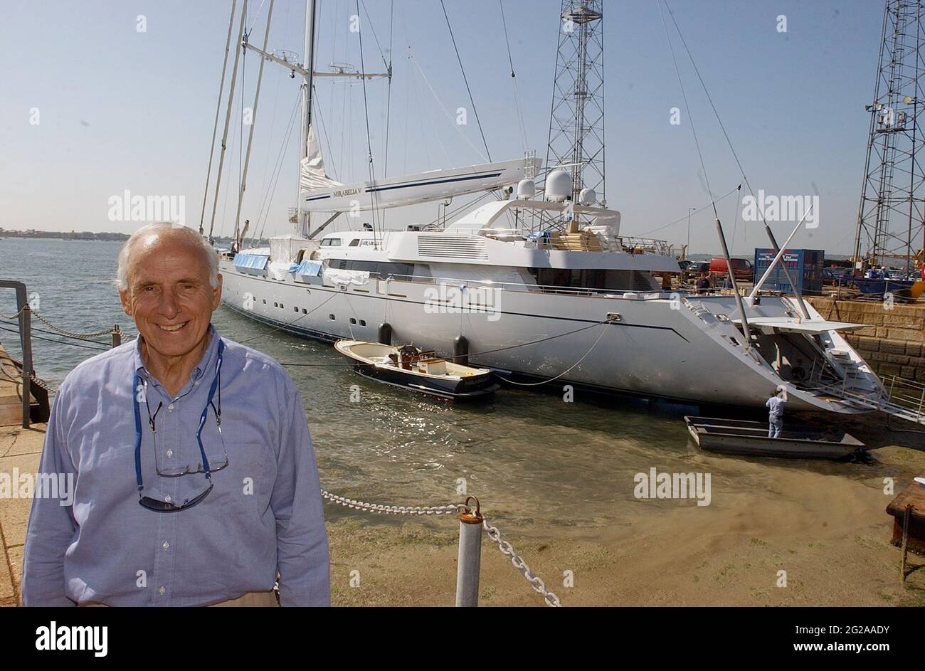 JOE LUCCIANA WITH HIS 75 METRE YACHT MIRABELLA V IN PORTSMOUTH HARBOUR ...