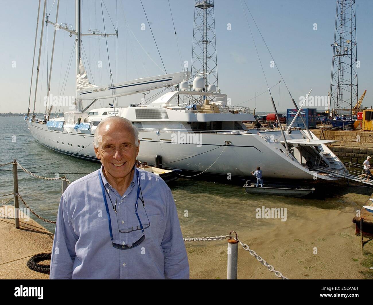 JOE LUCCIANA WITH HIS 75 METRE YACHT MIRABELLA V IN PORTSMOUTH HARBOUR ...