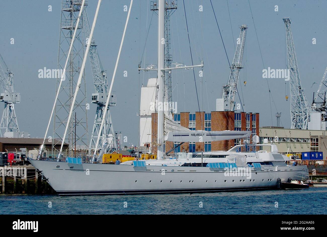 THE 75 METRE YACHT MIRABELLA V IN PORTSMOUTH HARBOUR. PIC MIKE WALKER ...