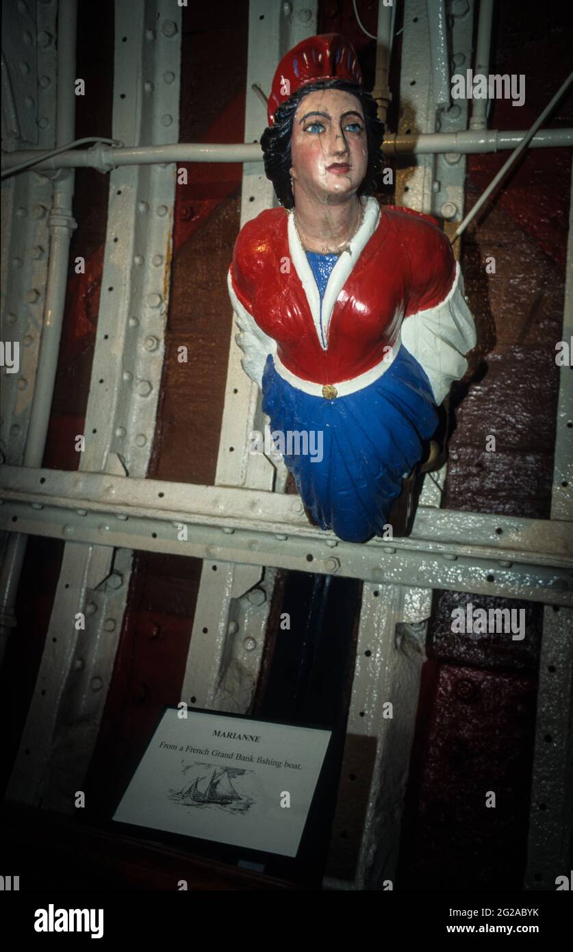 Figurehead of a captured French ship at the nautical exhibition on ...