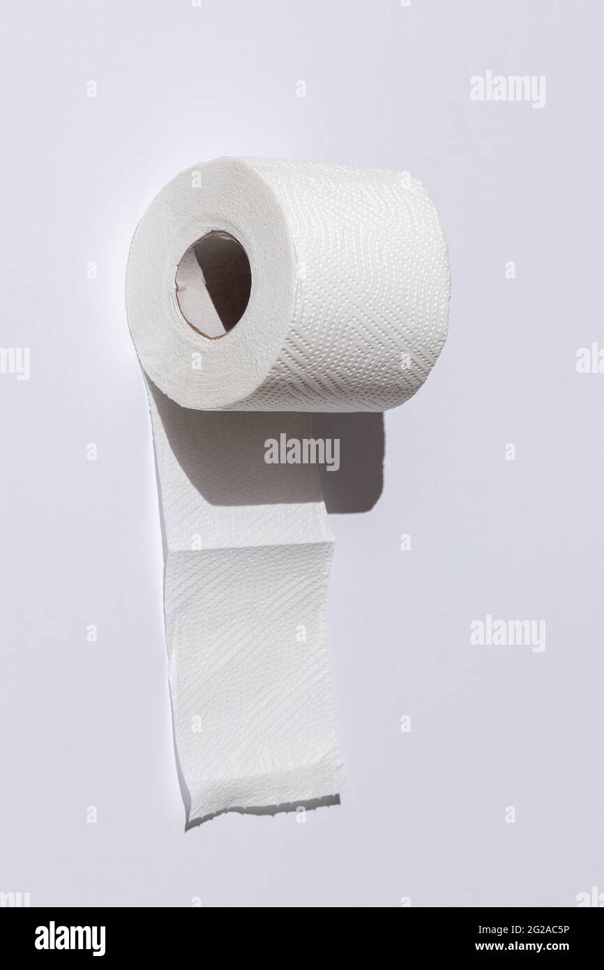 roll of a perforated toilet paper isolated on a white background close ...