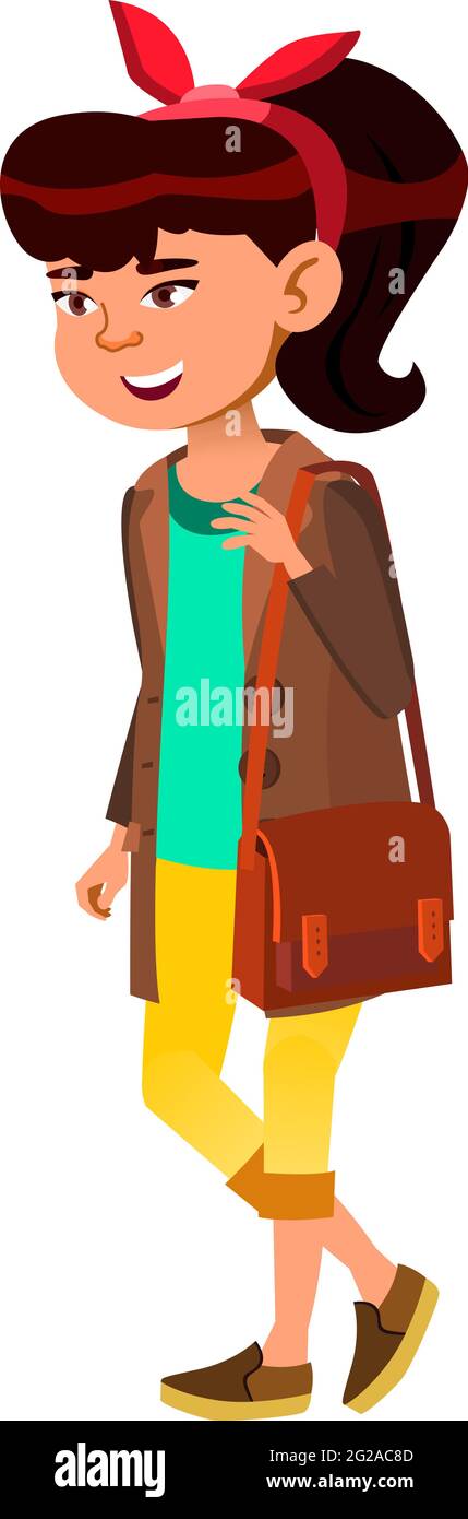 attractive girl with bag going to library cartoon vector Stock Vector ...