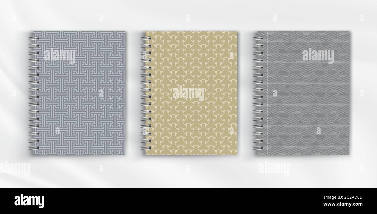 Set of geometric pattern notebook cover. Background design for ...