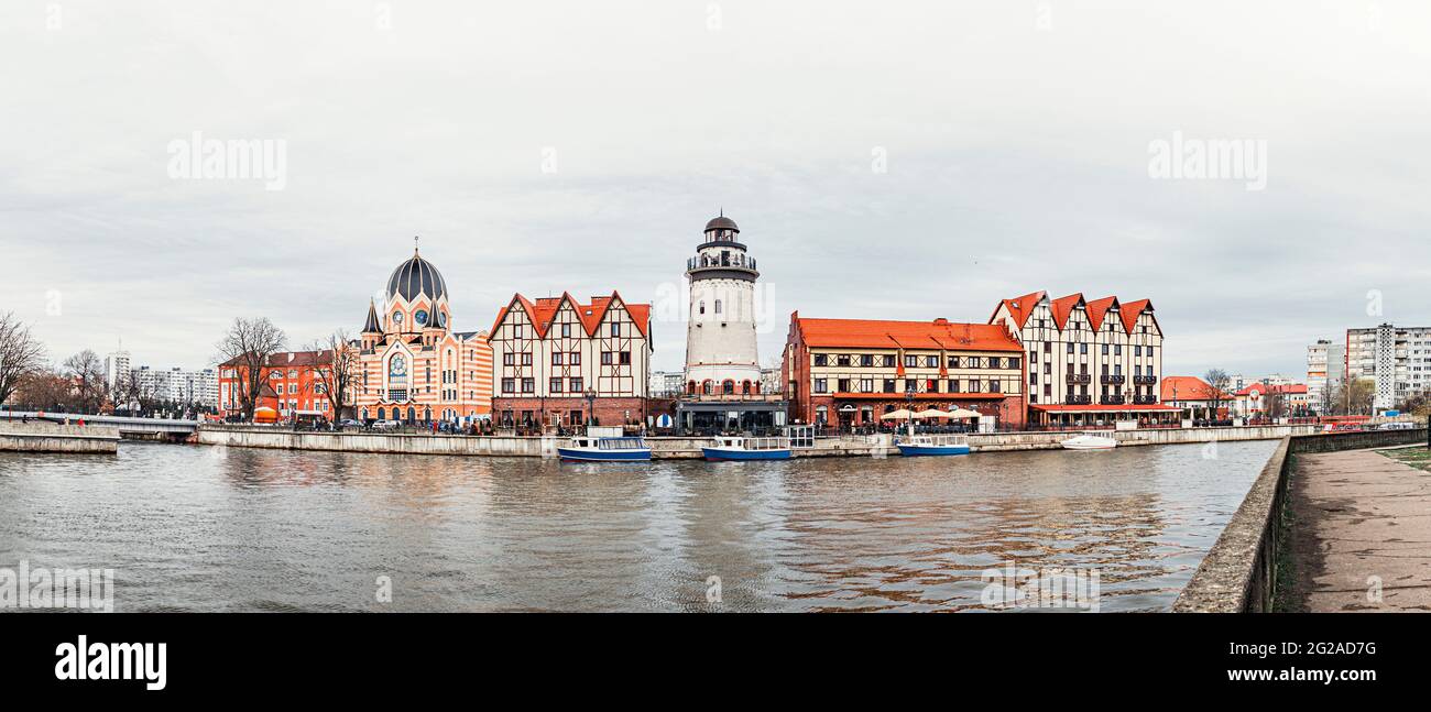 Fish Village on the banks of the Pregolya River, a tourist attraction ...