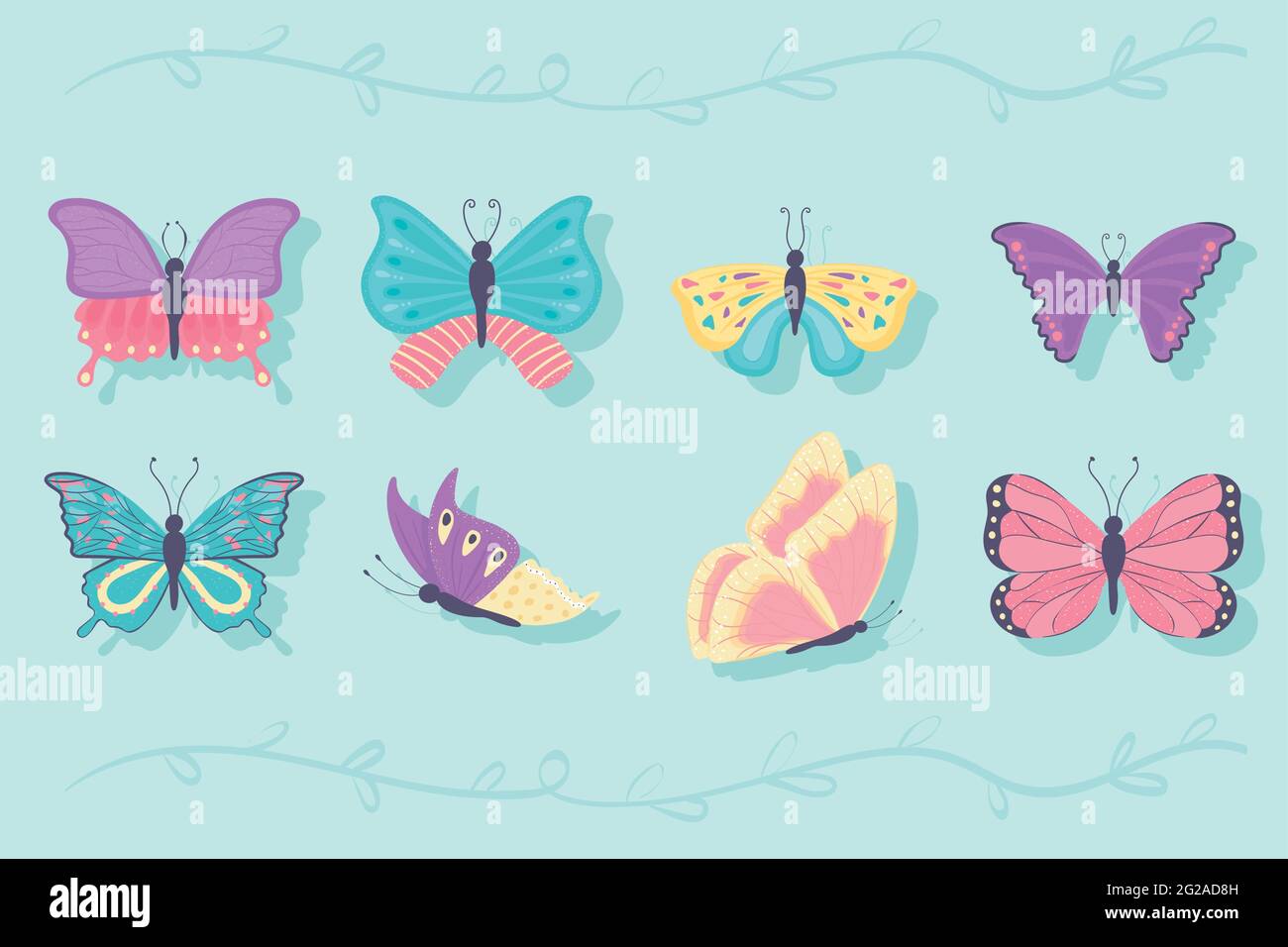 butterfly cartoon set Stock Vector Image & Art - Alamy