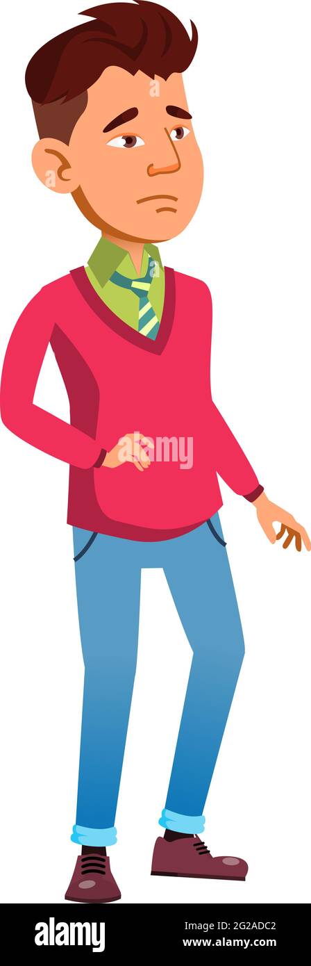 disappointed boy student in university cartoon vector Stock Vector ...
