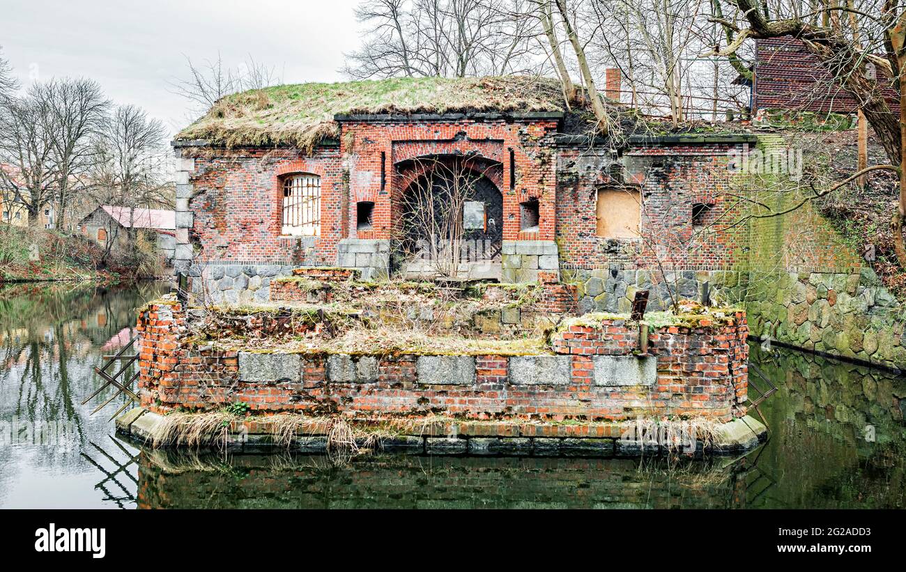 Friedland Ravelin in Kaliningrad, the moat around the old historic ...
