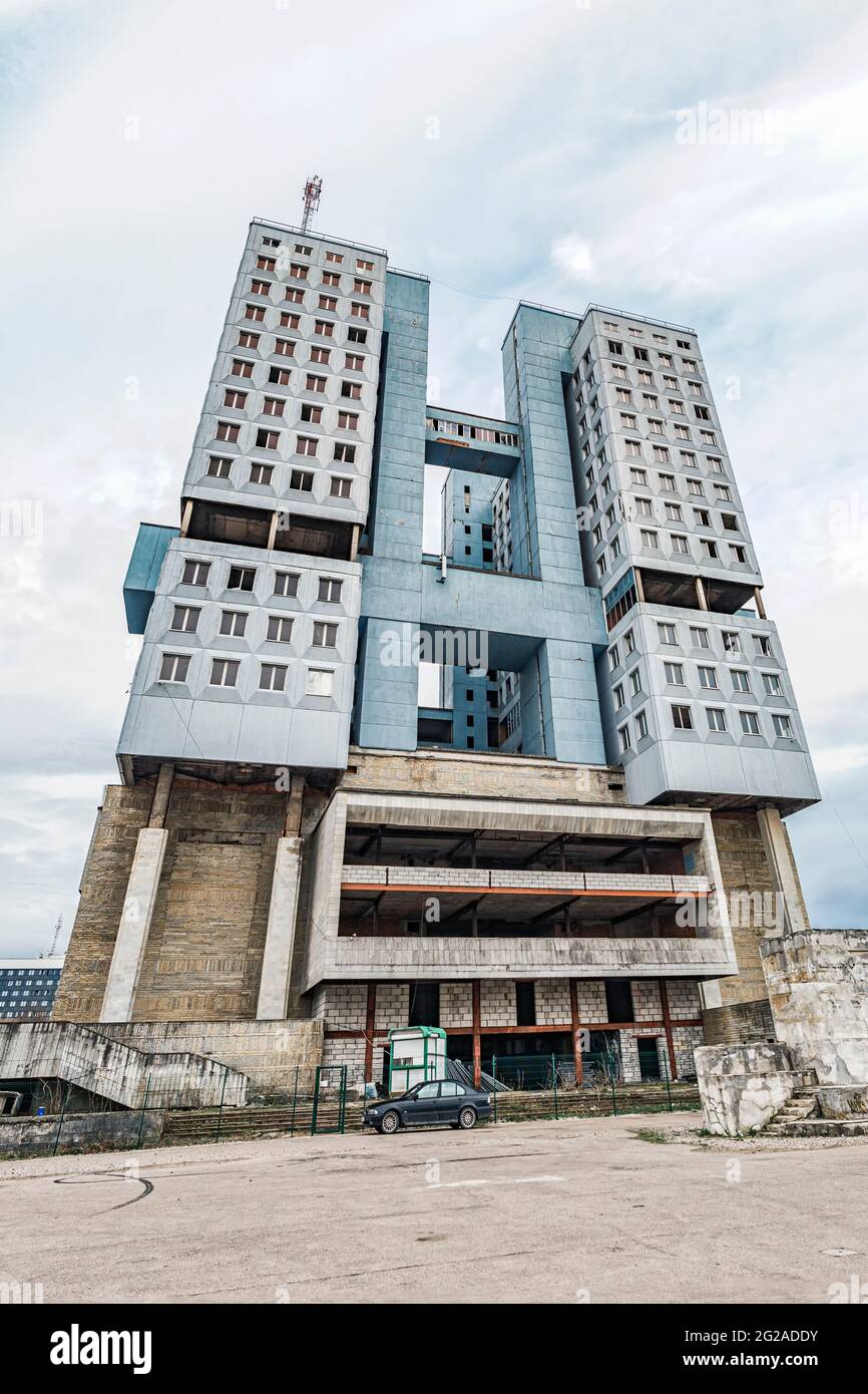House of Soviets in Kaliningrad, an abandoned building in the architectural style of Soviet ...