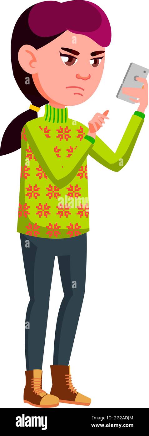 mad girl chatting with friend on phone cartoon vector Stock Vector ...