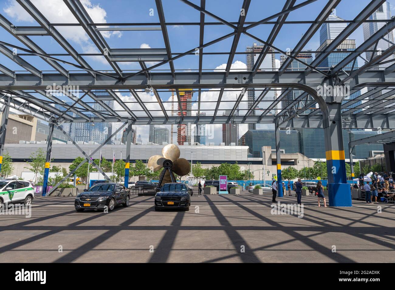 New York, NY - June 9, 2021: Interior view of Pier 76 as part of Hudson ...