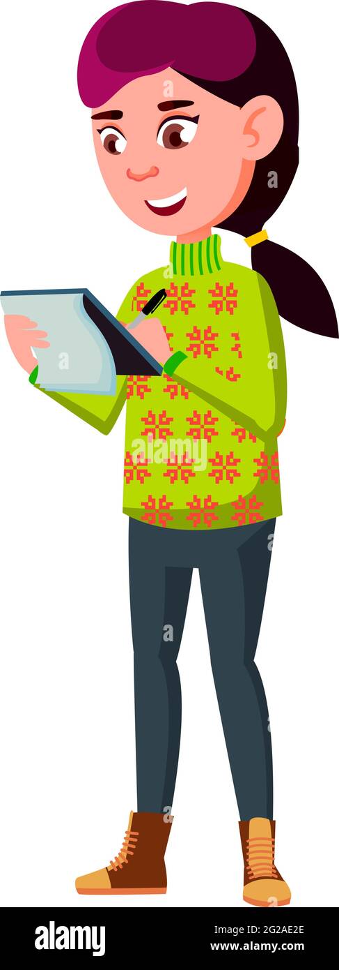 happy girl writing checklist for party cartoon vector Stock Vector ...