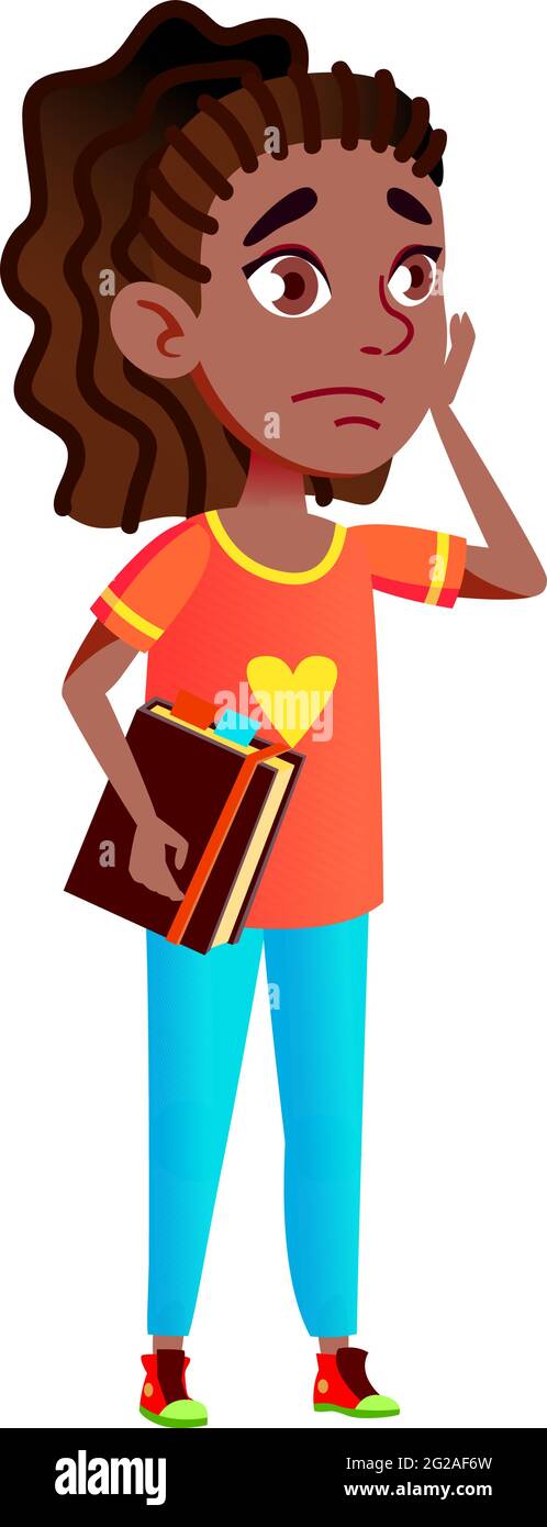 sad girl pupil forgot of lesson theme cartoon vector Stock Vector Image ...