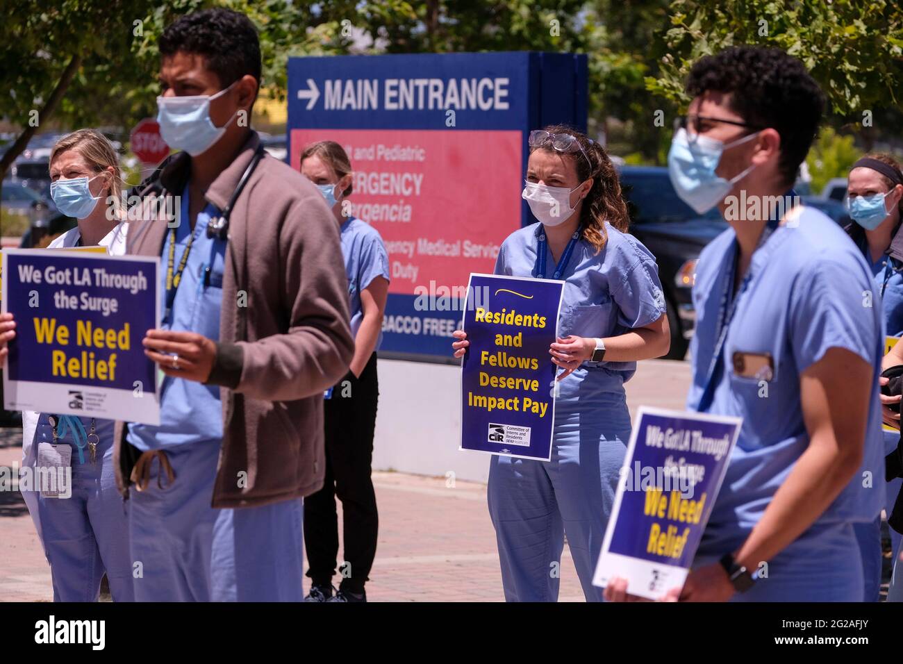 Los Angeles, California, USA. 9th June, 2021. Resident physicians take ...