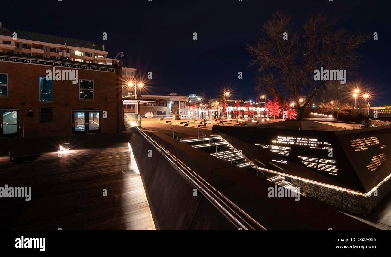 Calgary Alberta Canada, May 01 2021: Waterfront public gathering area ...