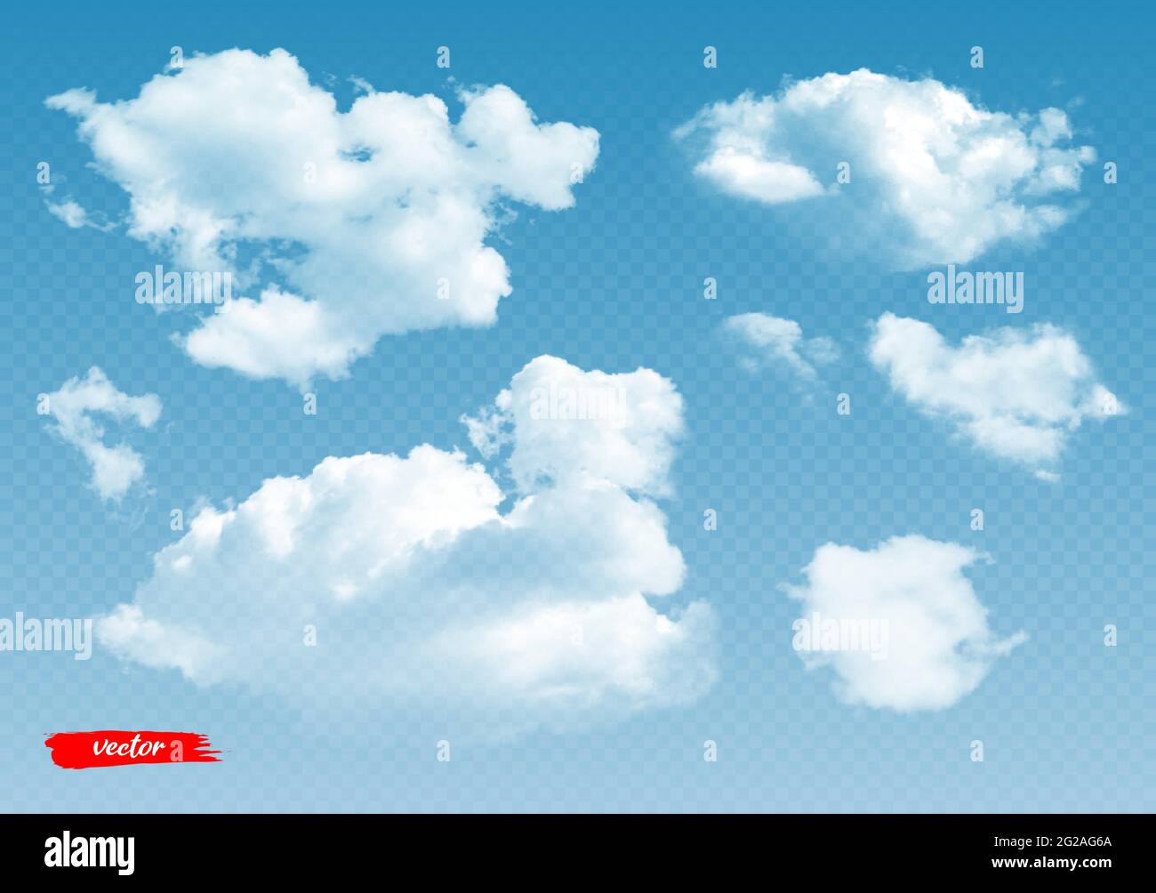 Set of clouds. 3d realistic vector illustration of different clouds on ...