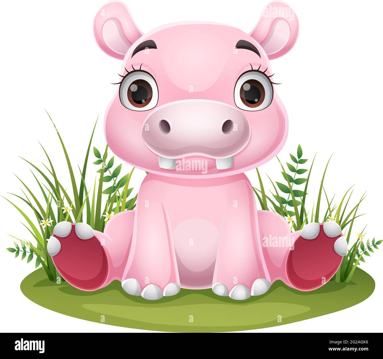 Cartoon baby hippo sitting in the grass Stock Vector Image & Art - Alamy