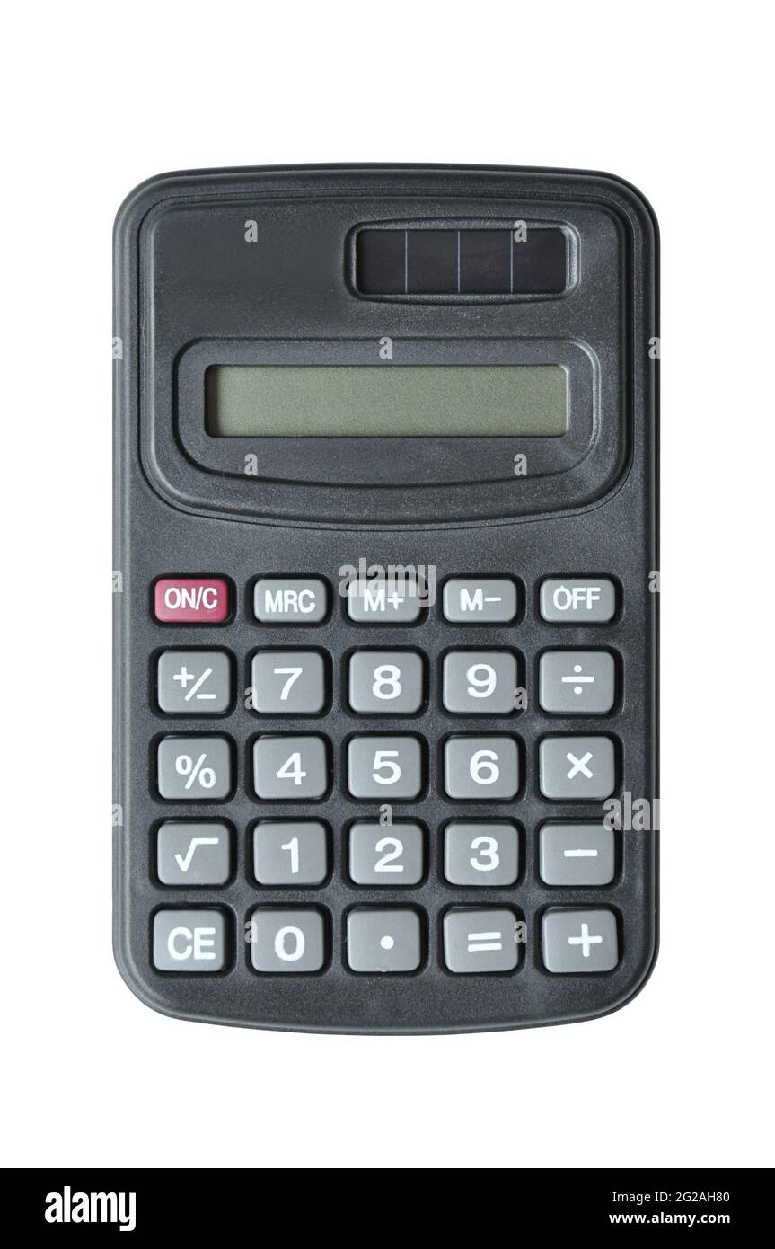 Black calculator - isolated Stock Photo - Alamy