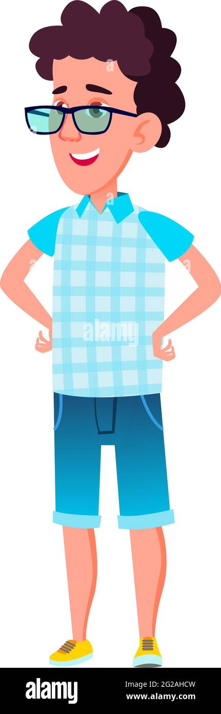 happiness caucasian boy geek on meeting cartoon vector Stock Vector ...