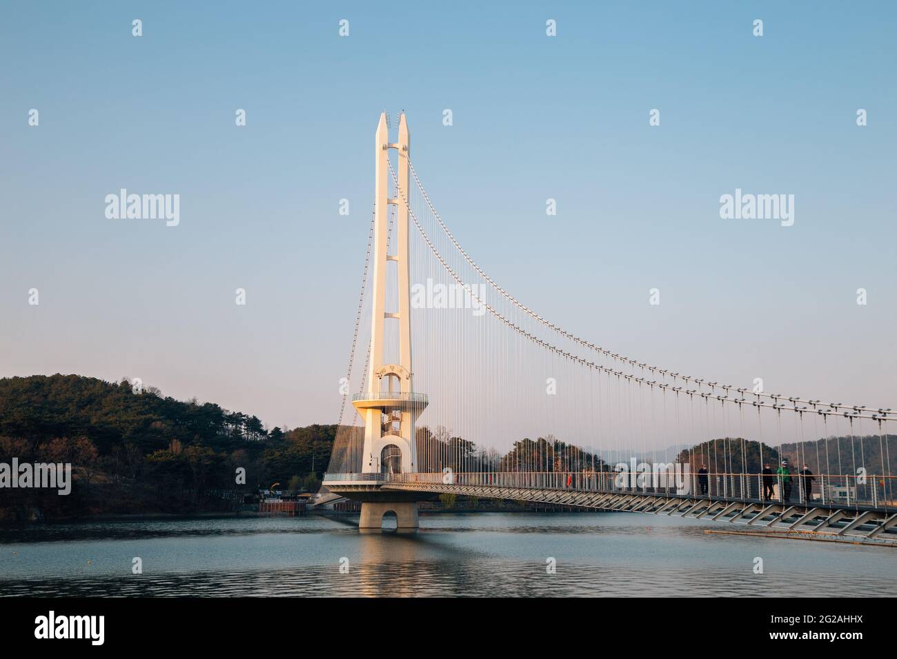 Yedang Lake and Yedangho Suspension Bridge in Yesan, Korea Stock Photo ...