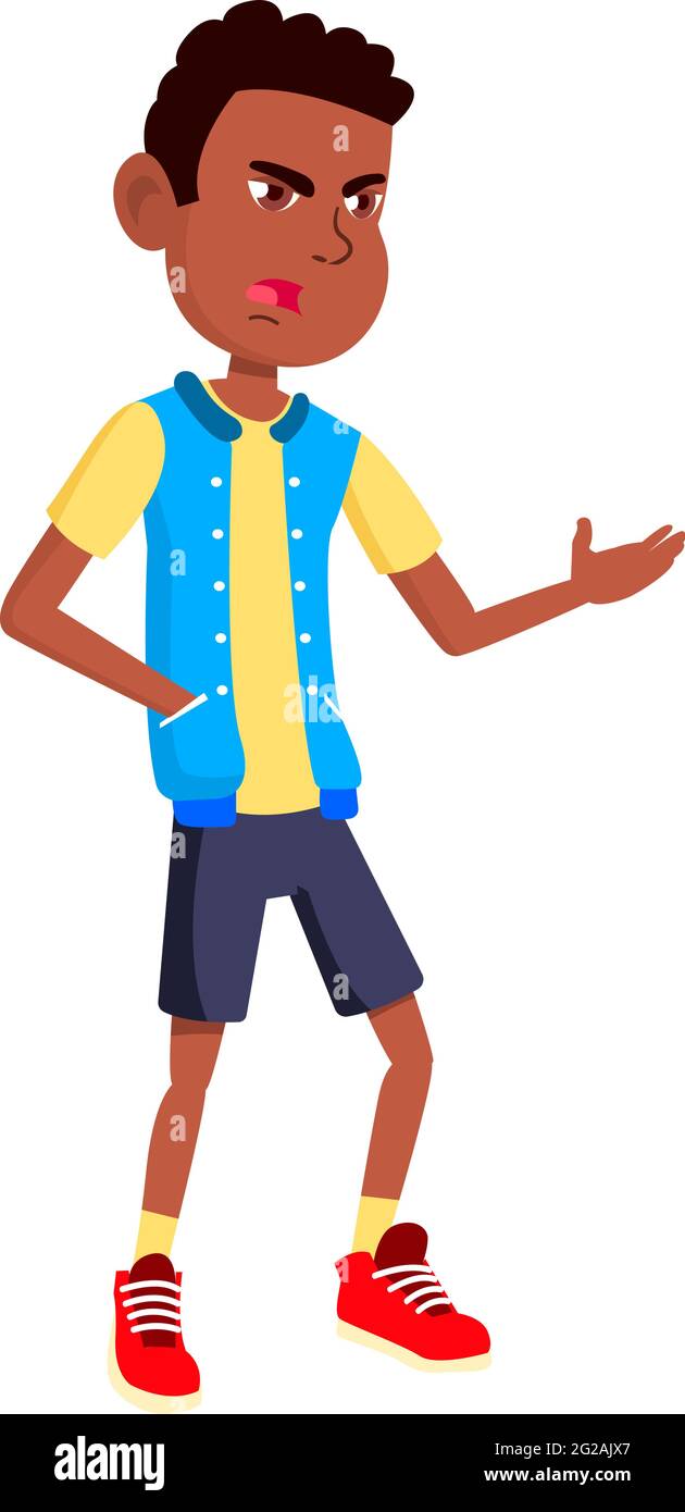 angry african boy shouting on team player cartoon vector Stock Vector ...
