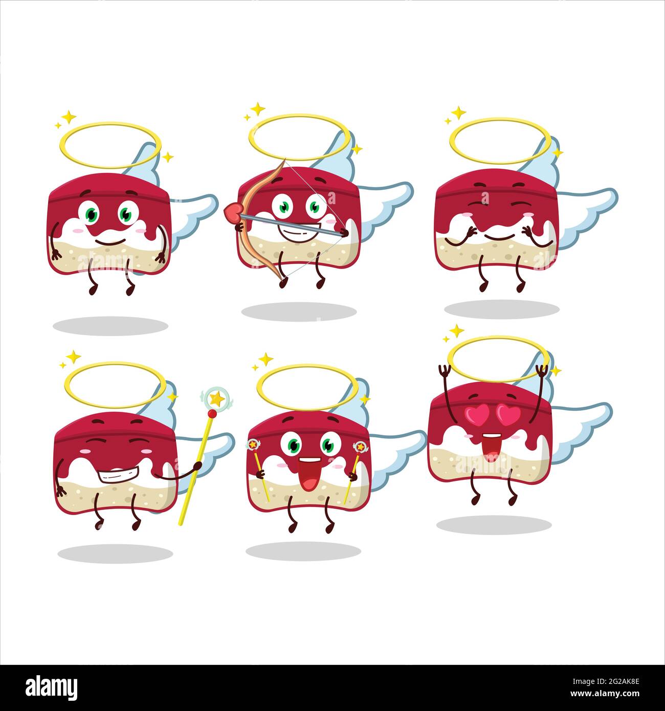 Cherry Cake Cartoon Designs As A Cute Angel Character Vector