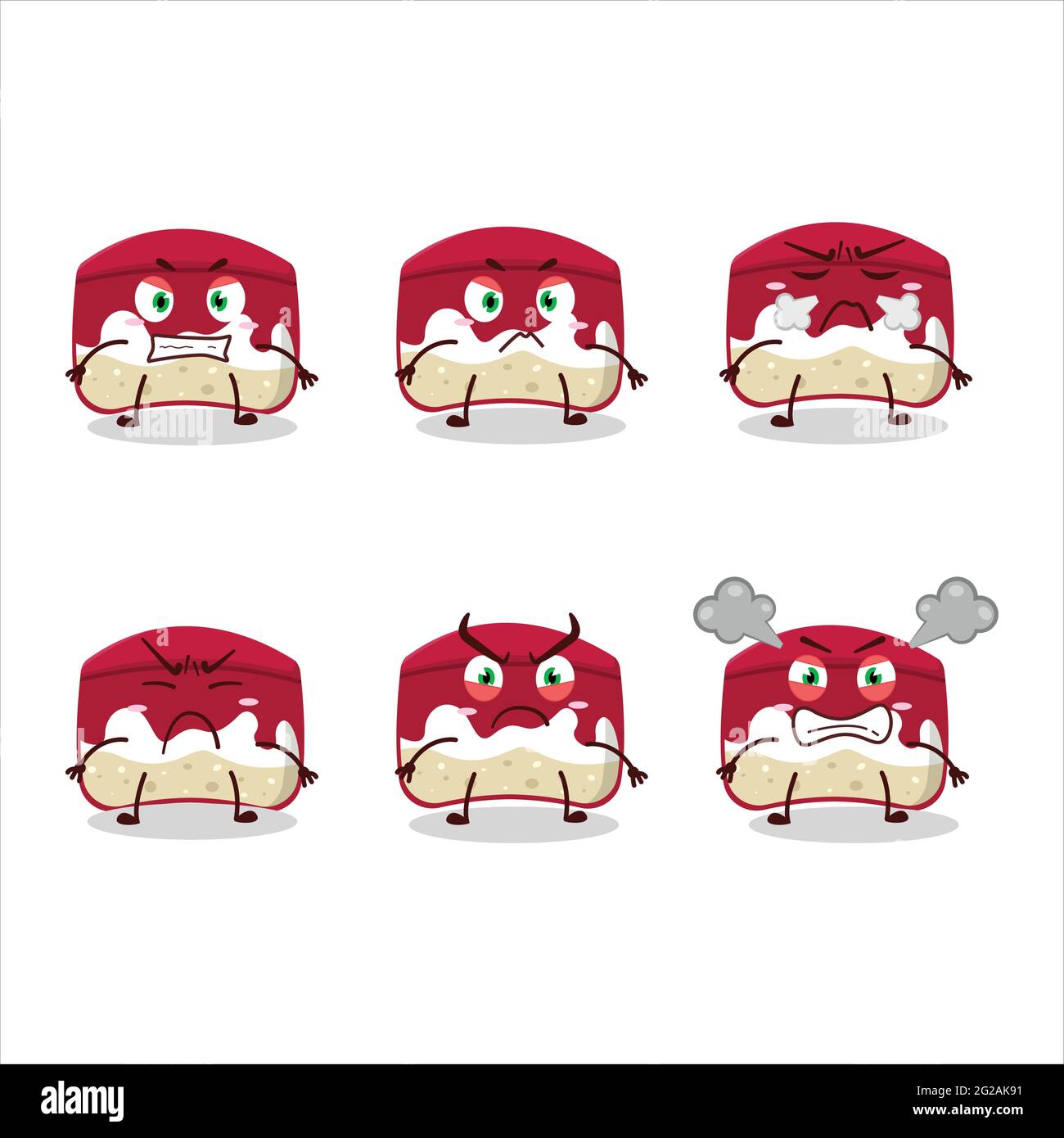 Cherry cake cartoon character with various angry expressions. Vector ...