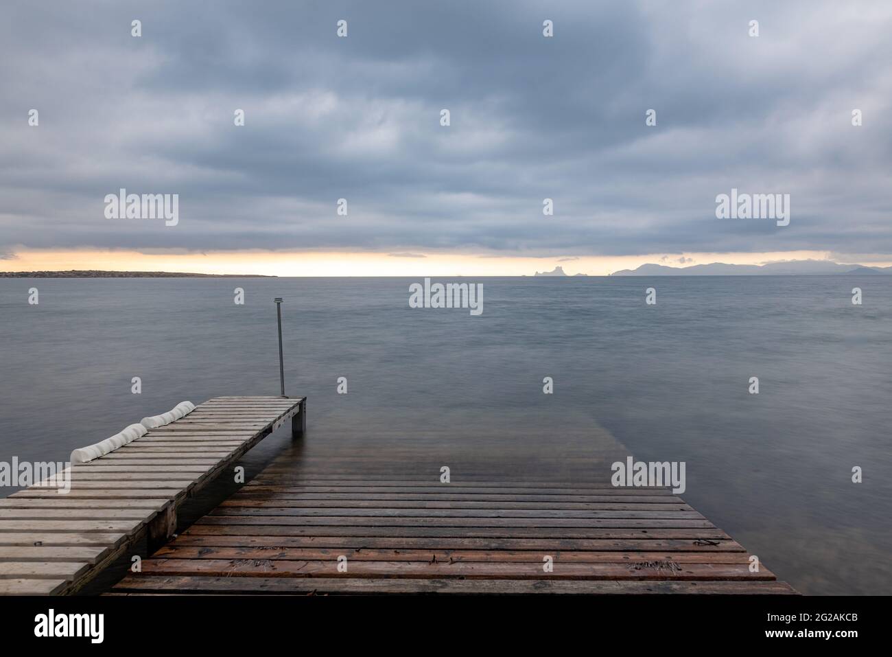 Formentera, Spain: 2021 May 26: Night view of the port of La Savina in ...