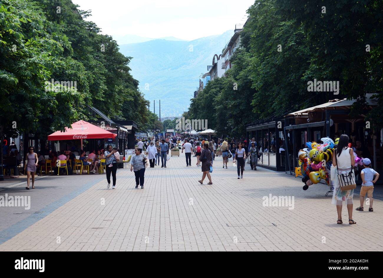 Vitosha Boulevard is a vibrant pedestrian street with many restaurants cafes and shops. Sofia ...