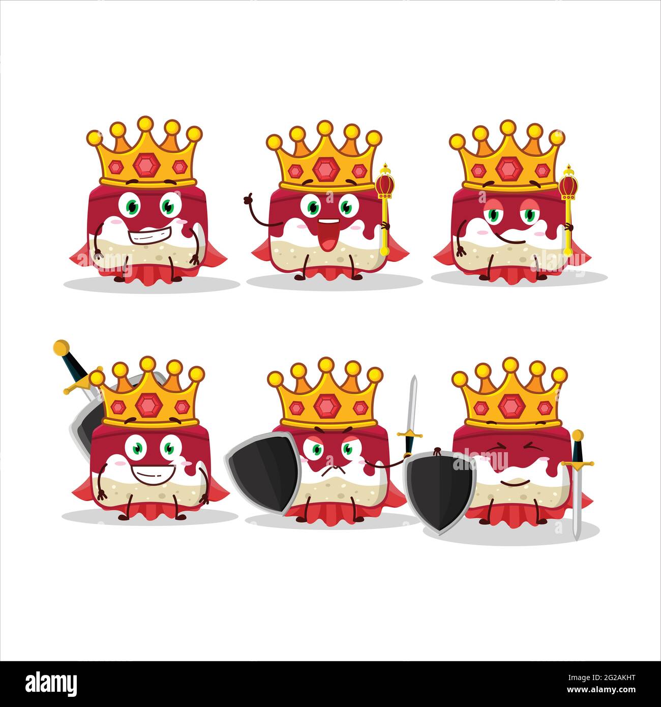 A Charismatic King cherry cake cartoon character wearing a gold crown ...