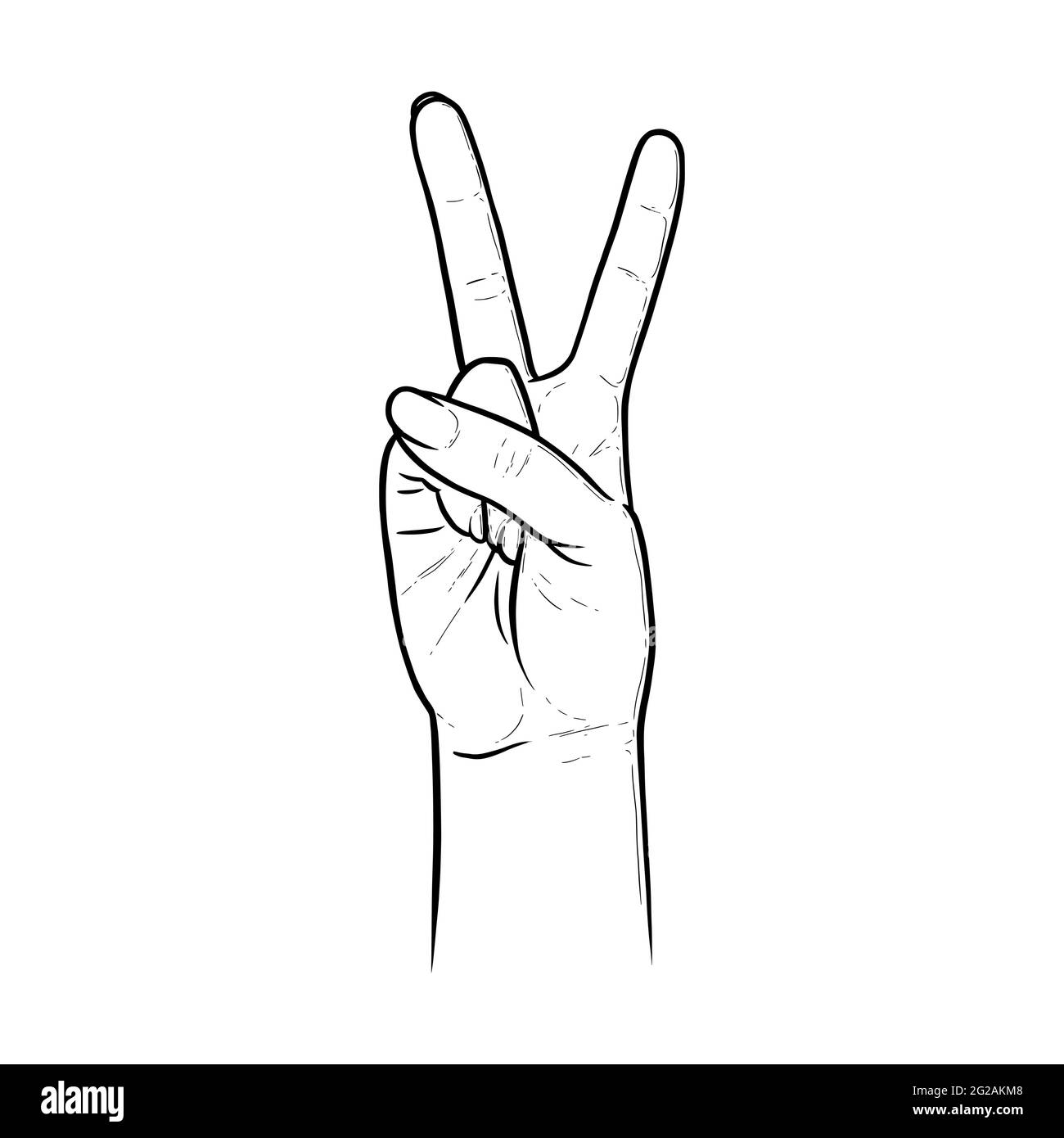 Hippie peace sign with two fingers. Hand gesture as symbol of victory ...