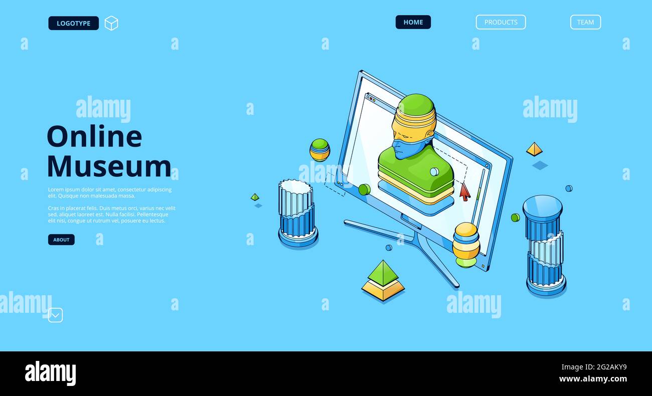 Online museum banner. Concept of virtual art gallery, digital ...