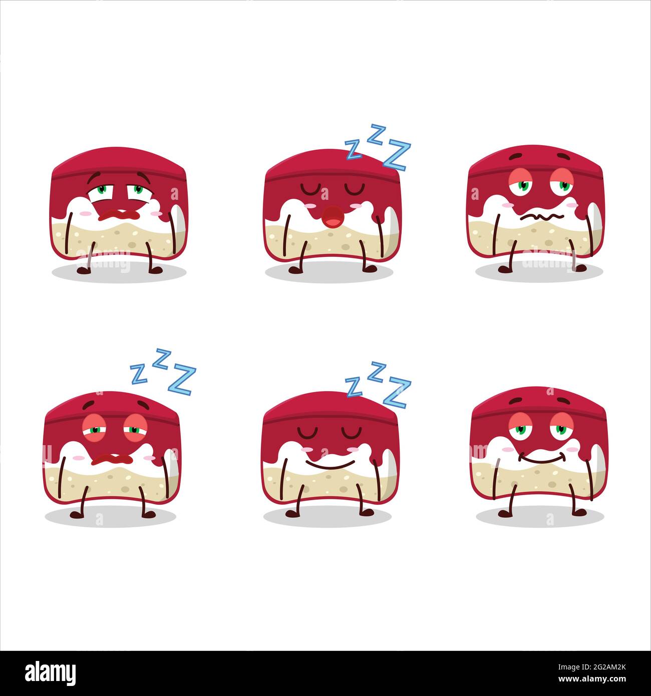 Cartoon character of cherry cake with sleepy expression. Vector ...