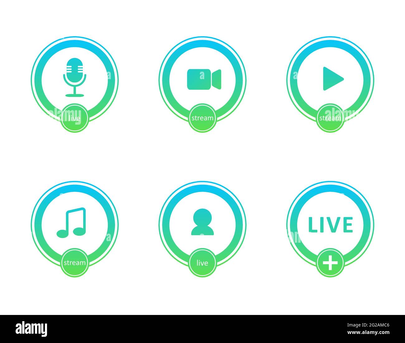 Set of live streaming icons. Gradient symbols and buttons of live ...