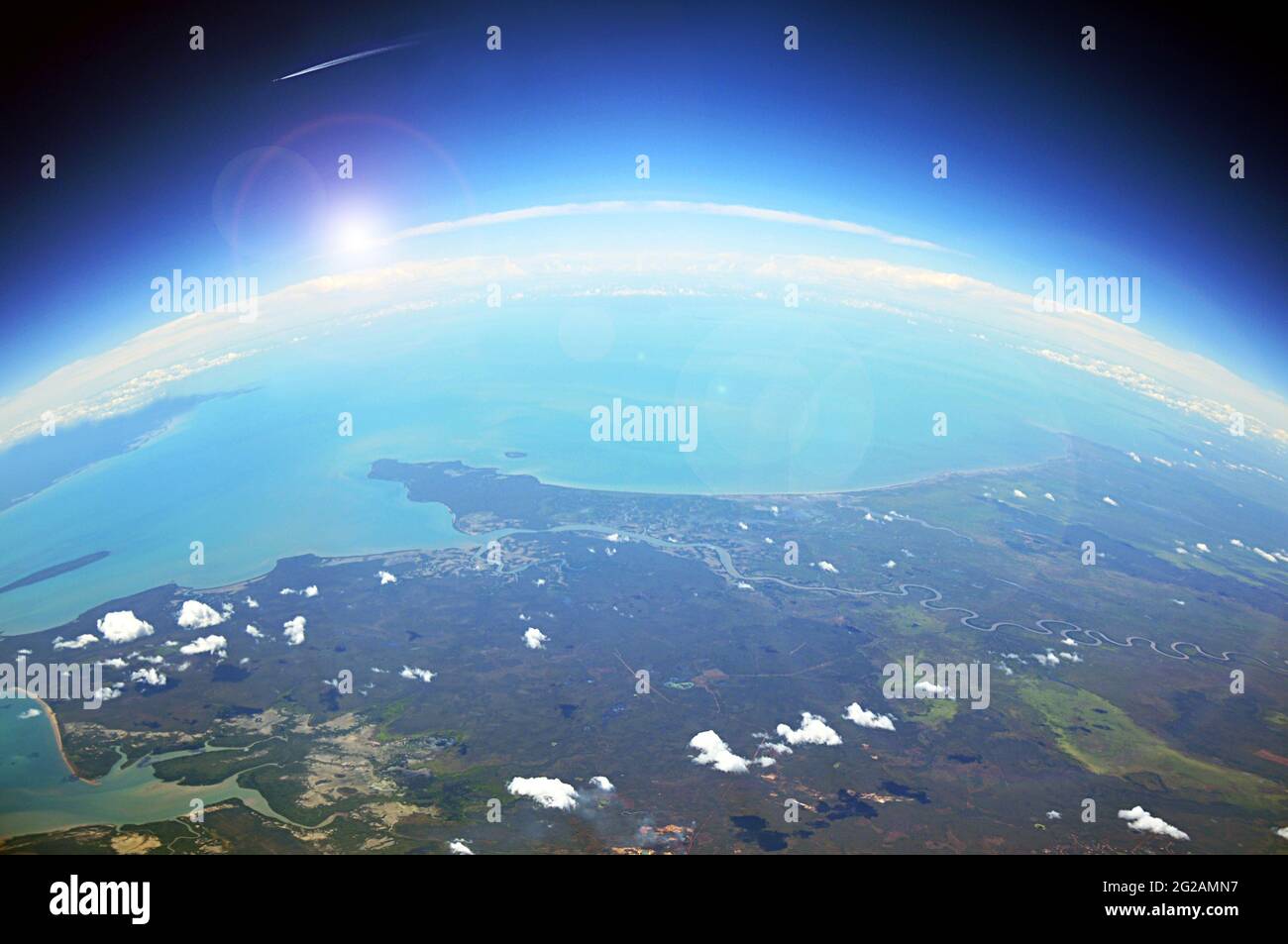 Land and the ocean - aerial view of the earth Stock Photo - Alamy