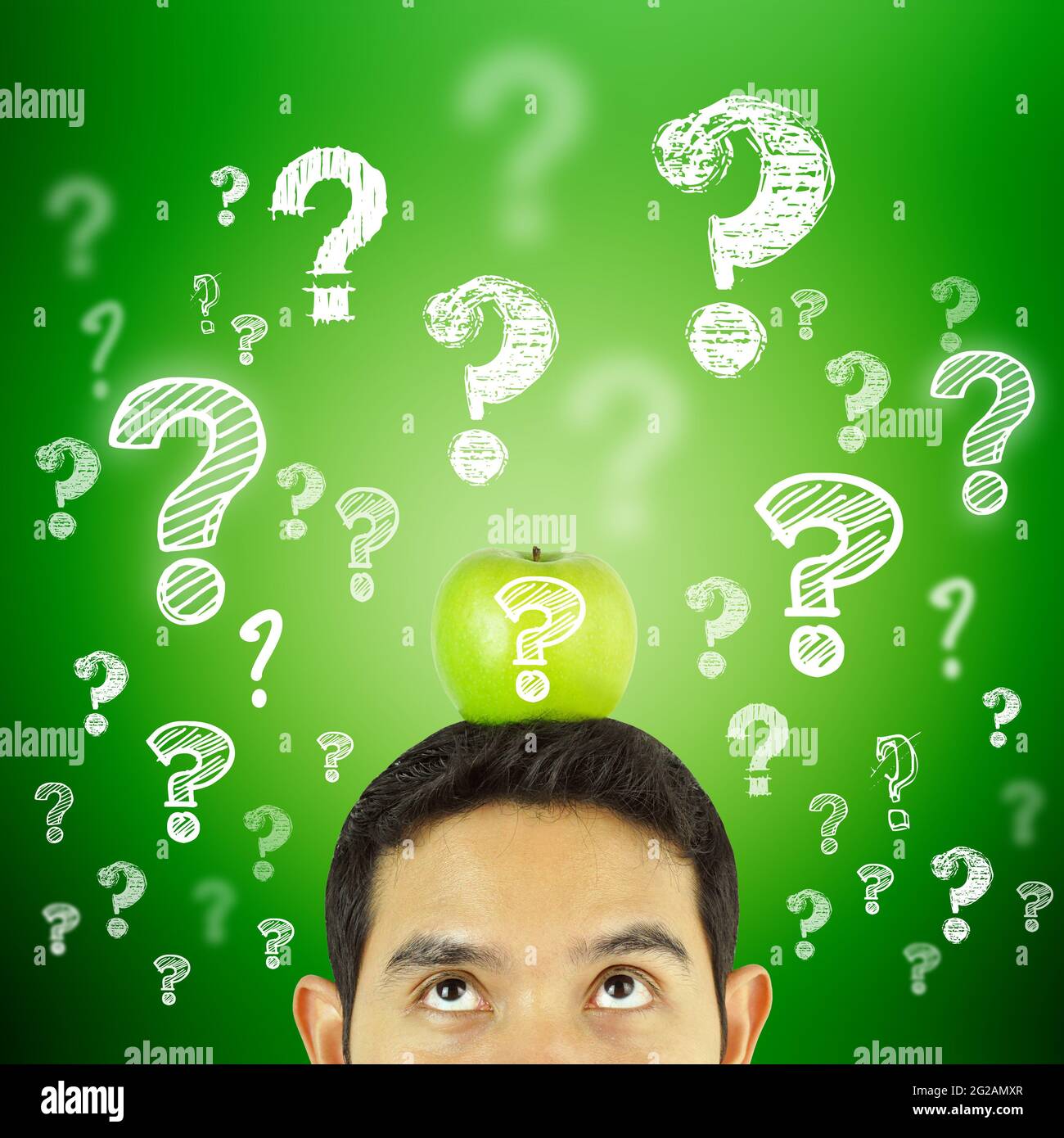 Man thinking question marks hi-res stock photography and images - Alamy