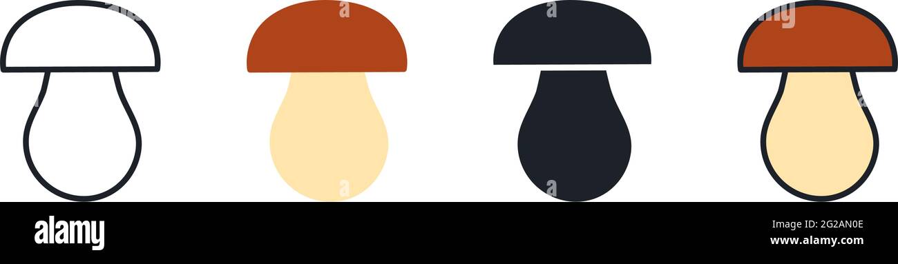 Porcini cep icon. Linear flat color icons contour shape outline. Thin ...