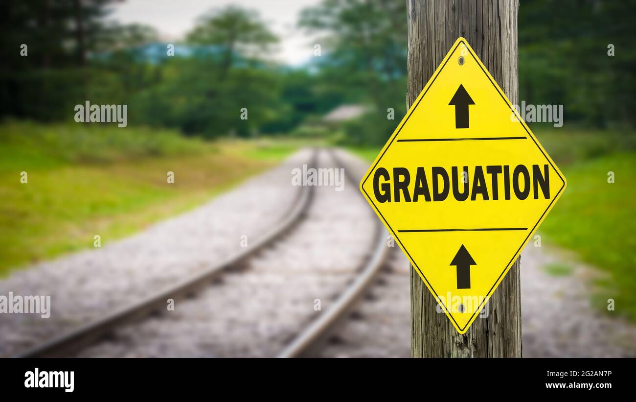 Street Sign the Direction Way to Graduation Stock Photo - Alamy