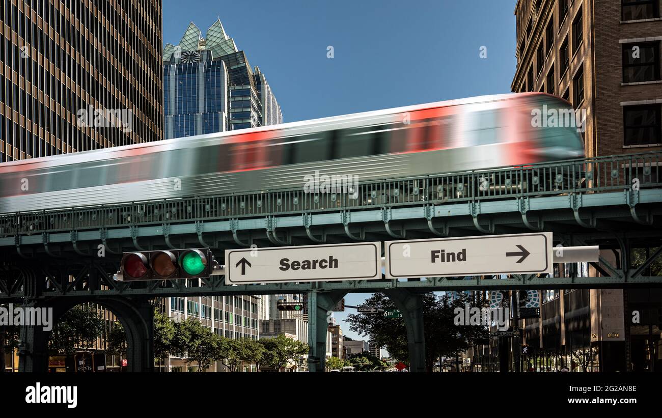 Street Sign the Direction Way to Find versus Search Stock Photo - Alamy