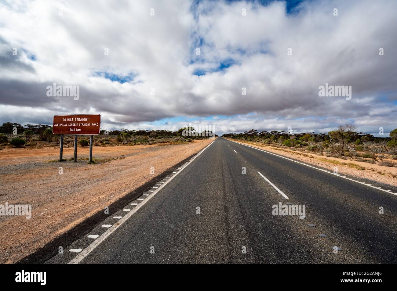 "90 Mile Straight" on Eyre Highway between Balladonia and Caiguna on ...